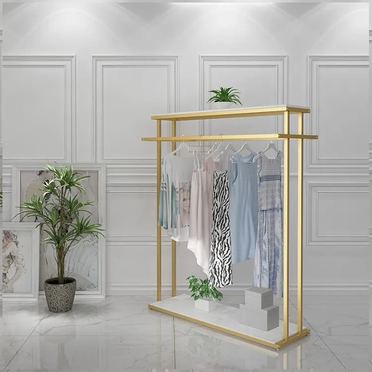 Gold Display Shelf Furniture Clothing Display Rack Stand Design for ...
